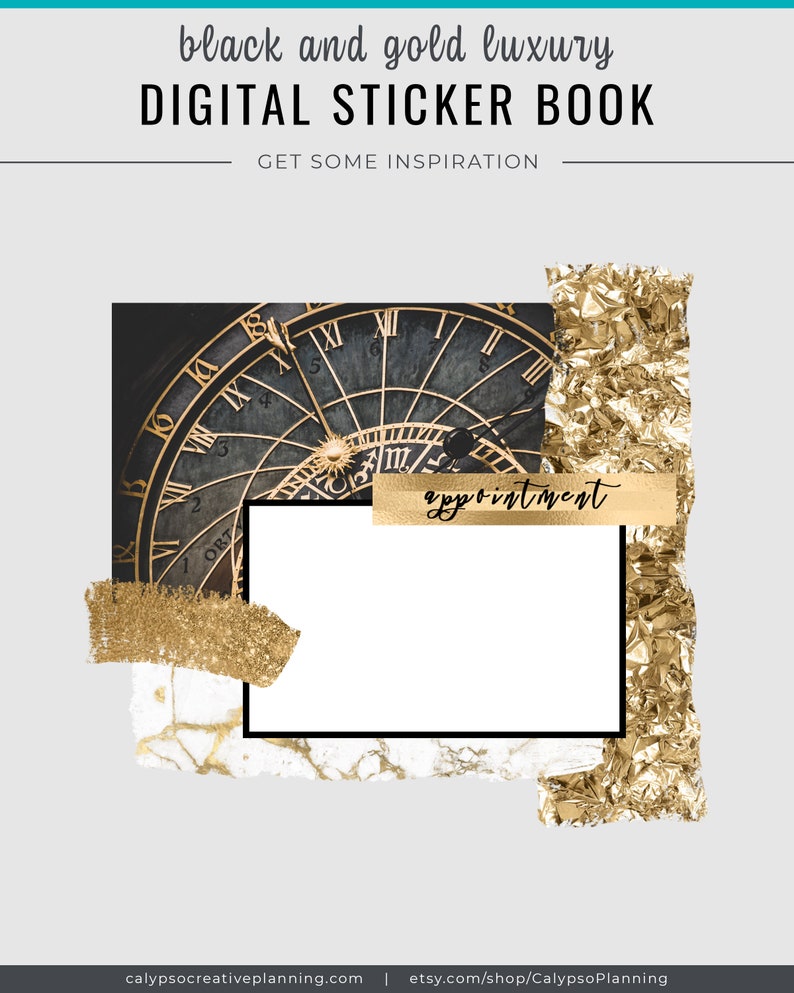 Black and Gold Luxury Digital Sticker Book / Goodnotes - Etsy