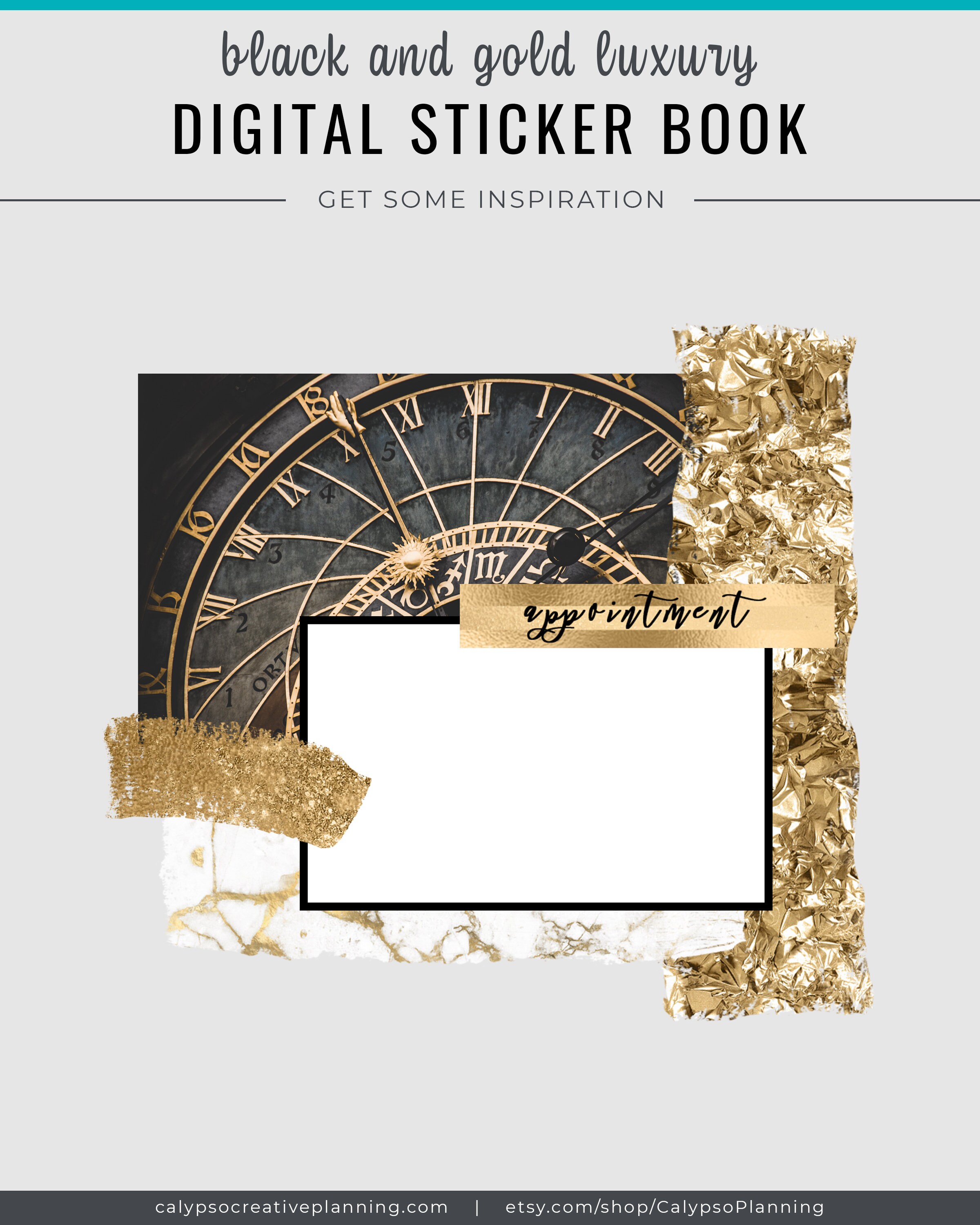 Black and Gold Luxury Digital Sticker Book / Goodnotes Stickers ...