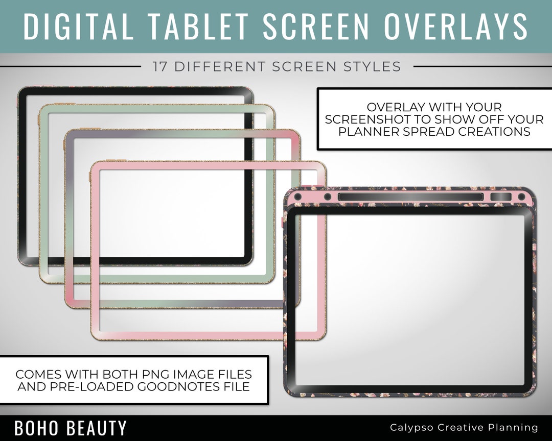 Boho Beauty Themed Digital Tablet Screen Overlays / Digital Desk Decor ...