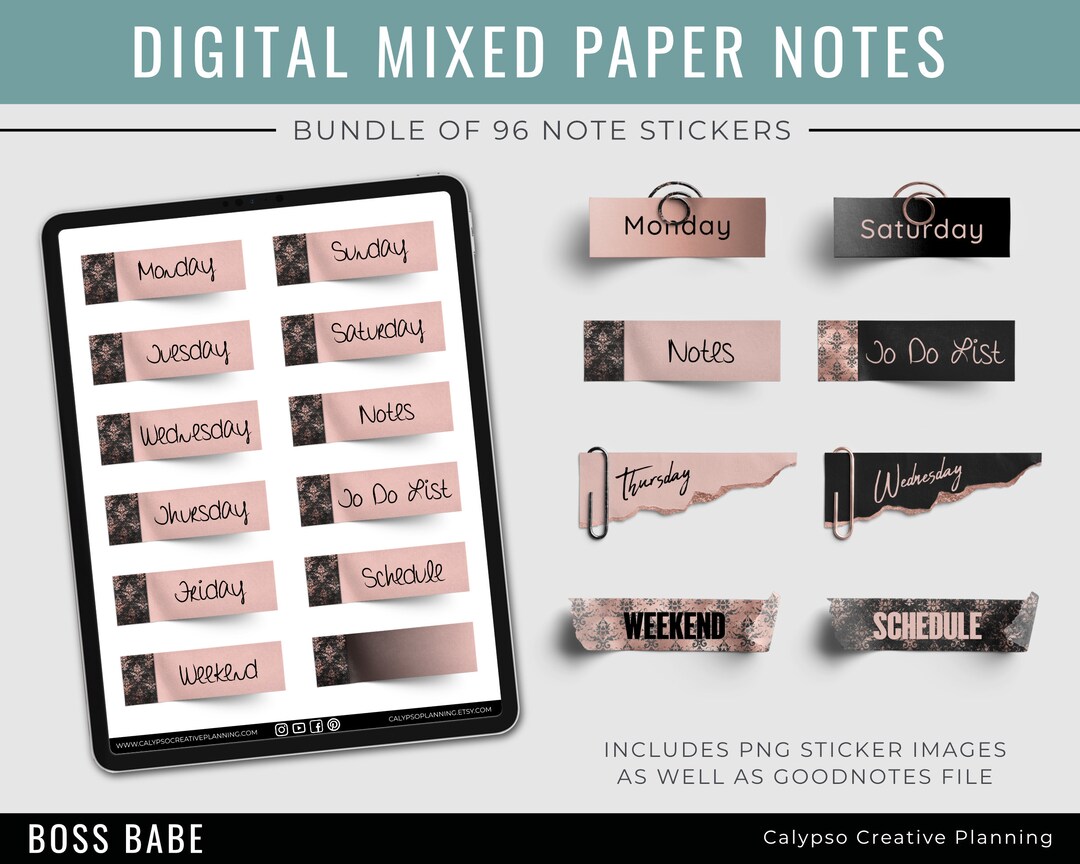 Boss Babe Paper Notes Sticker Kit / Mini Digital Sticker Kit ...