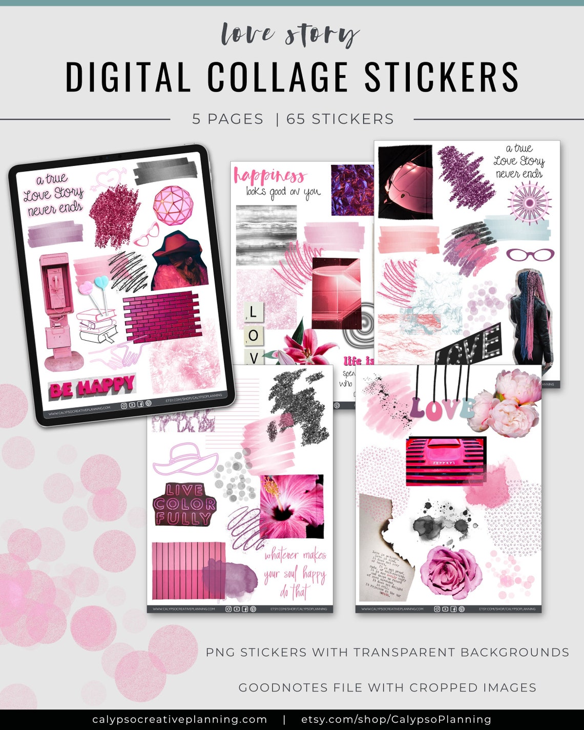 Love Story Collage Digital Sticker Set / Goodnotes Stickers / - Etsy