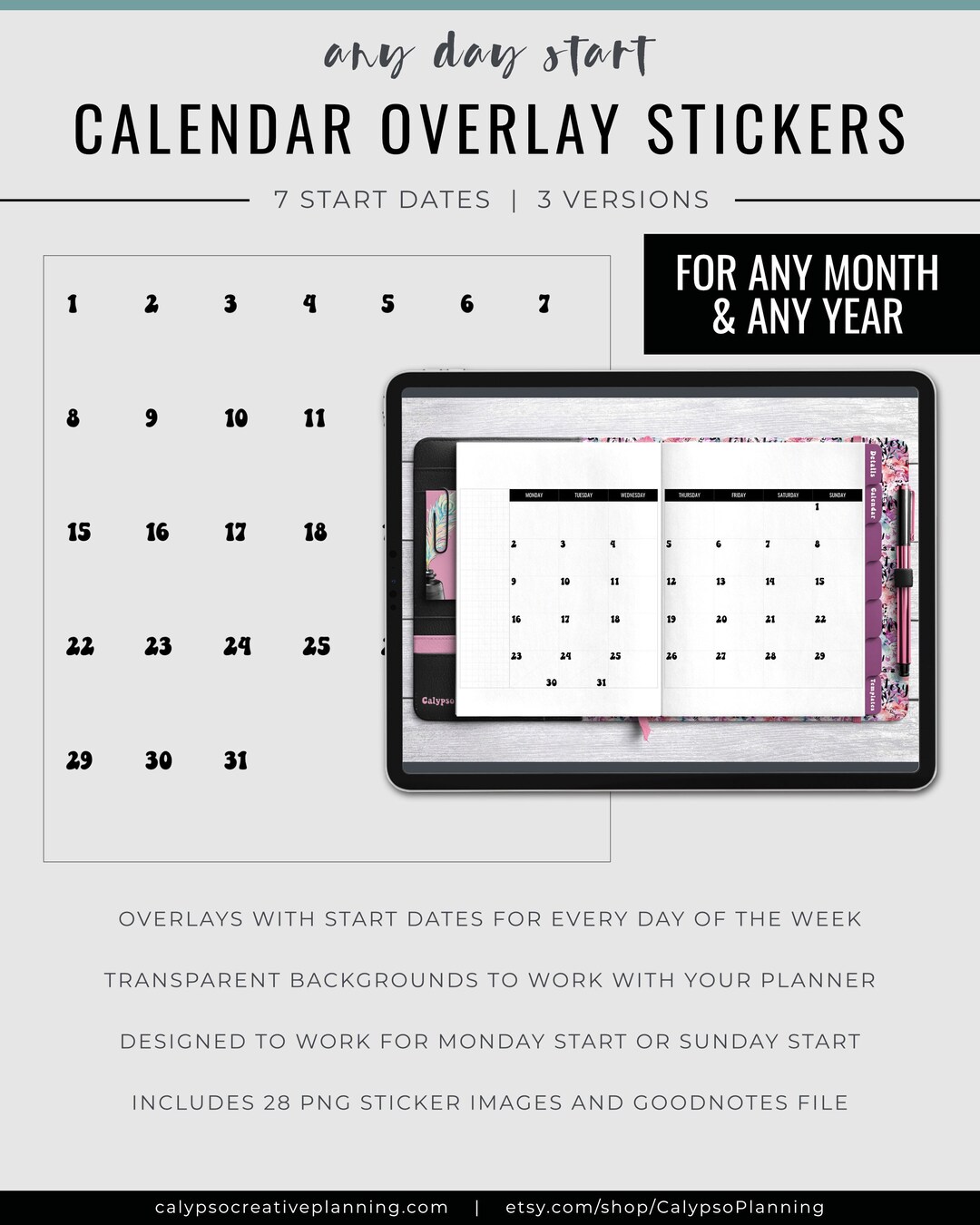 Calendar Overlay Digital Stickers - Valentine Edition / Insert Stickers ...