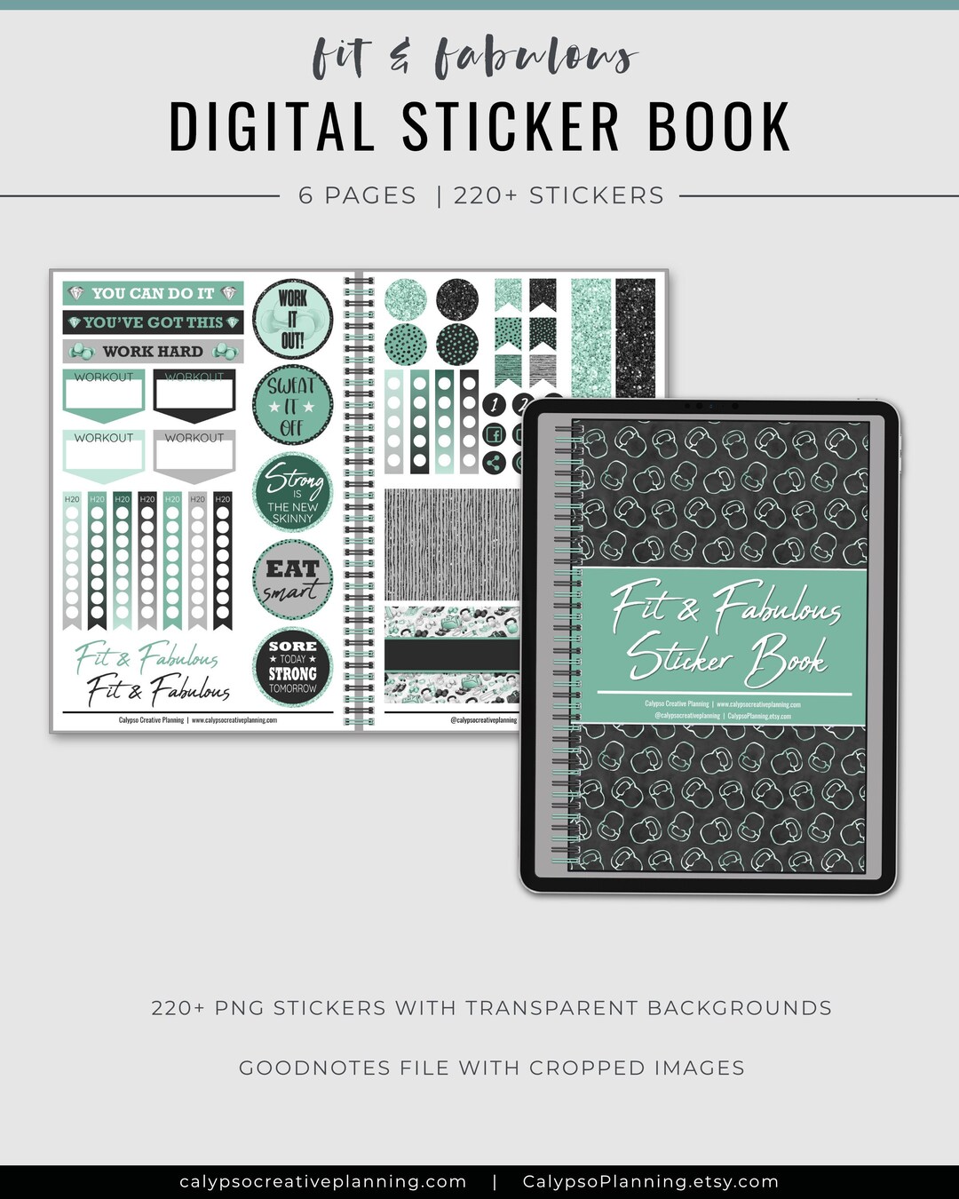 Fit and Fabulous Digital Sticker Book / Goodnotes Stickers / Digital ...