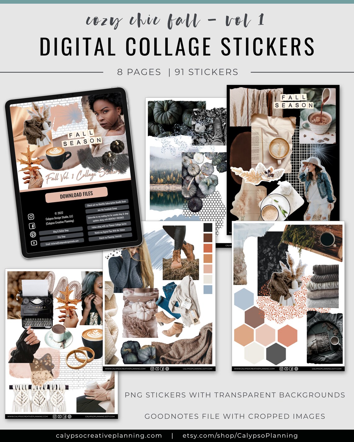 Cozy Chic Fall Vol. 1 Digital Collage Sticker Set / Goodnotes - Etsy