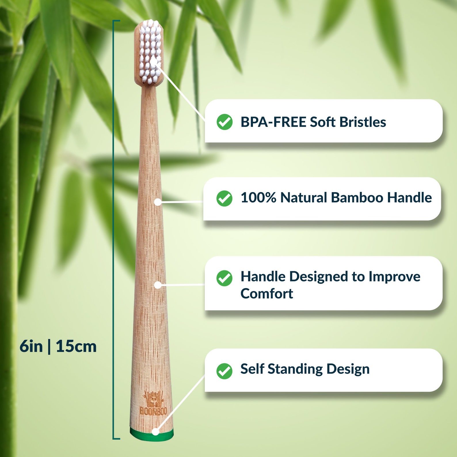 BOONBOO Toothbrushes | 4 Pack Bamboo Toothbrushes | Self Standing ...