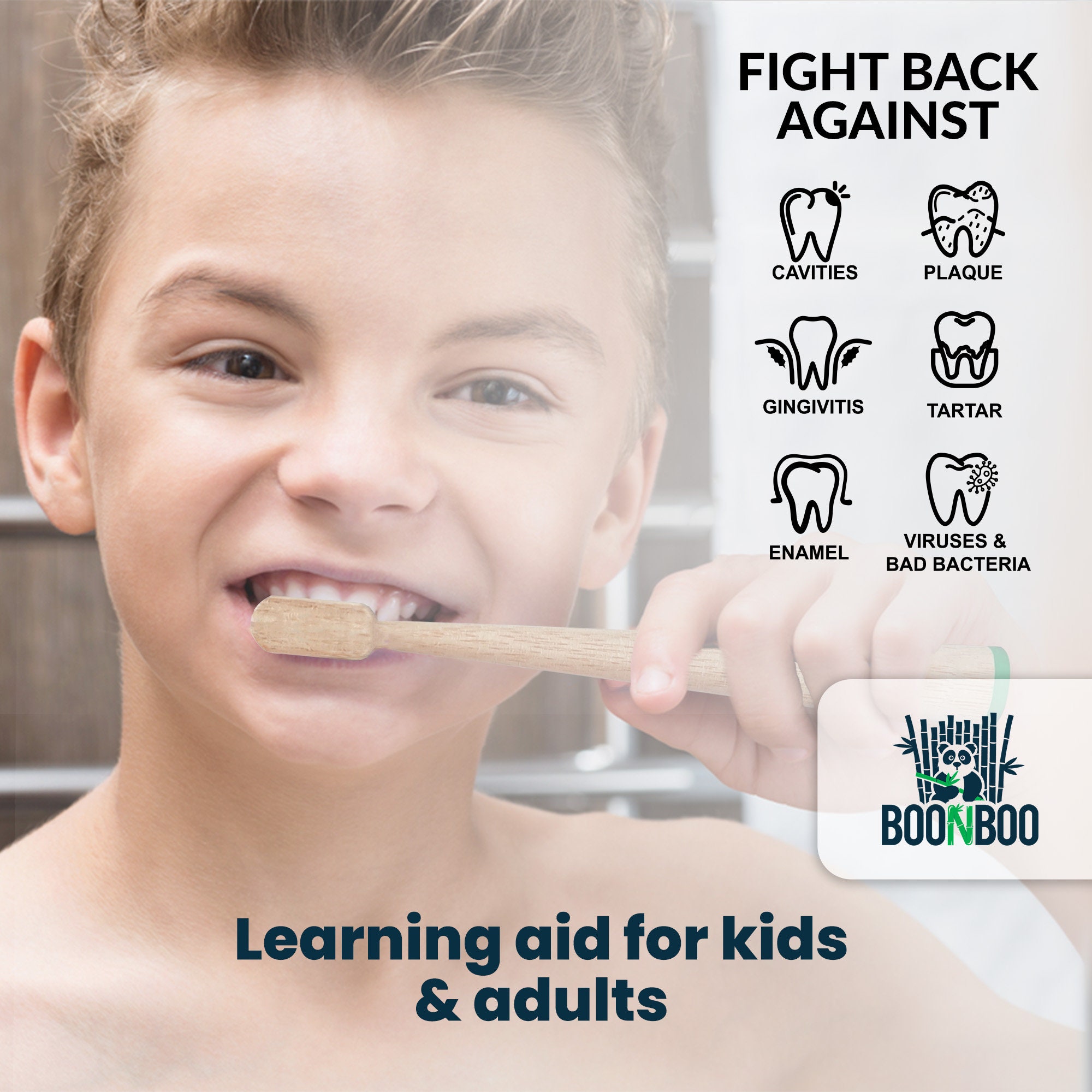 BOONBOO Toothbrushes | 4 Pack Bamboo Toothbrushes | Self Standing ...