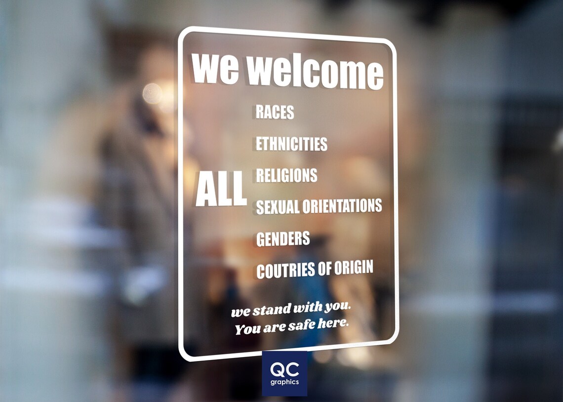 We Welcome All Decal for Business Storefront Anti | Etsy