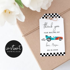 Printable Race Car Theme Birthday Party Favor Tag | Instant Download ...