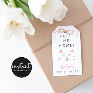 Printable Kitty Cat Theme Birthday Party Favor Tag | Instant Download ...