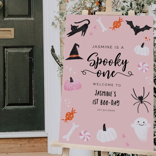 Spooky One Welcome Sign Halloween Birthday Party Girl 1st - Etsy