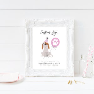 Printable Puppy Theme Birthday Party Custom Sign, Instant Download Pink ...