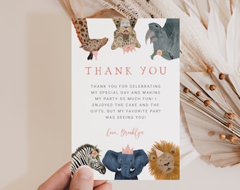 Safari Theme Birthday Thank You - Etsy