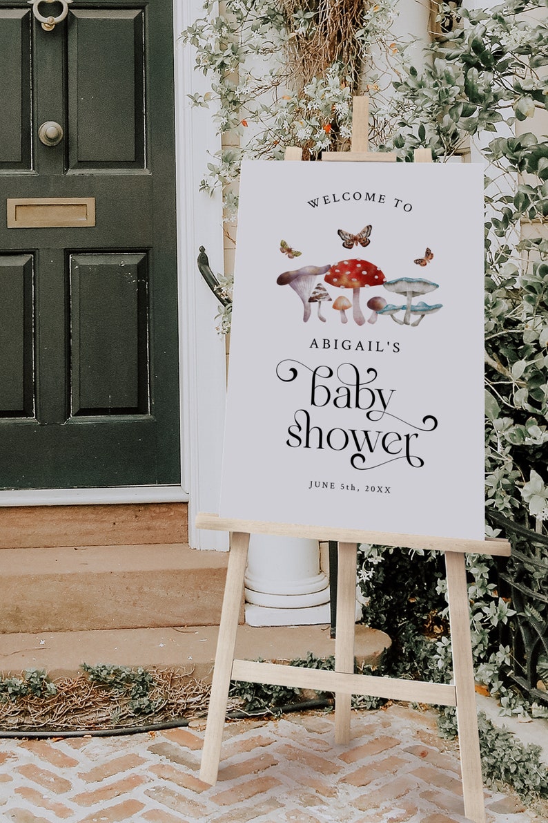 Mushroom Welcome Sign | Mushroom Baby Shower | Gender Neutral ...