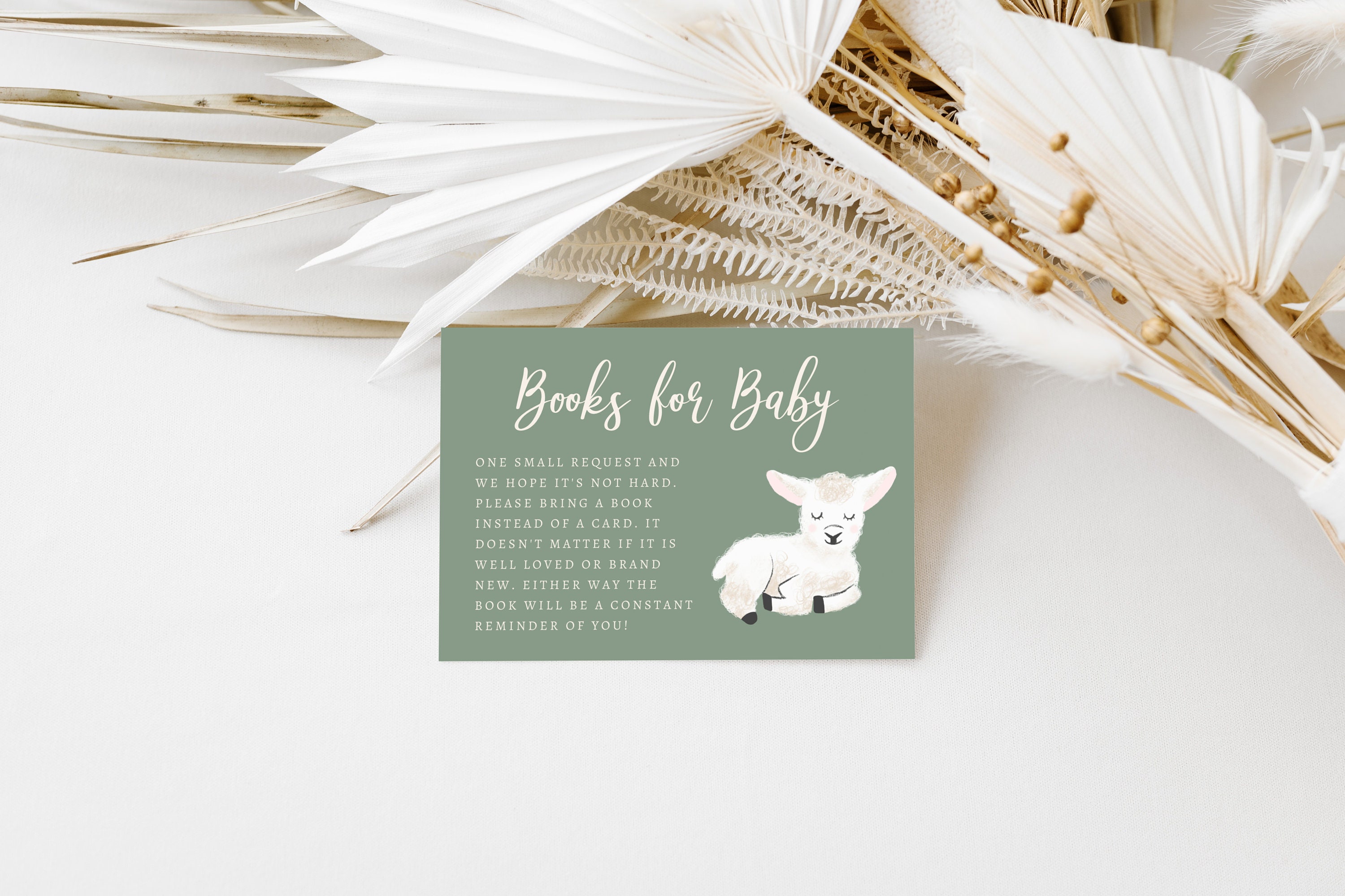 Lamb Book Request Card Lamb Baby Shower Gender Neutral - Etsy