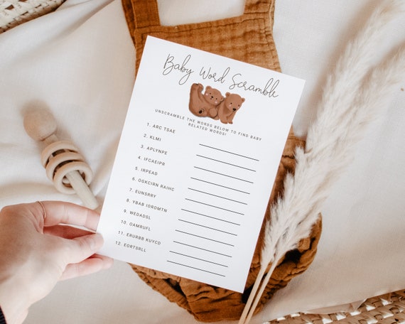 Twins Bear Shower Baby Word Scramble Instant Download - Etsy