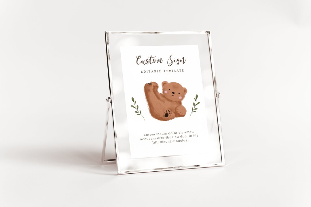 Bear Custom Sign | Boy Birthday Party | Cub | Party Decor | Instant ...
