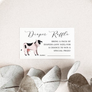 Cow Diaper Raffle Ticket | Farm Baby Shower | Instant Download ...