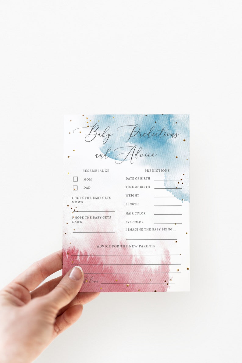 Baby Predictions and Advice Card Gender Reveal Party - Etsy