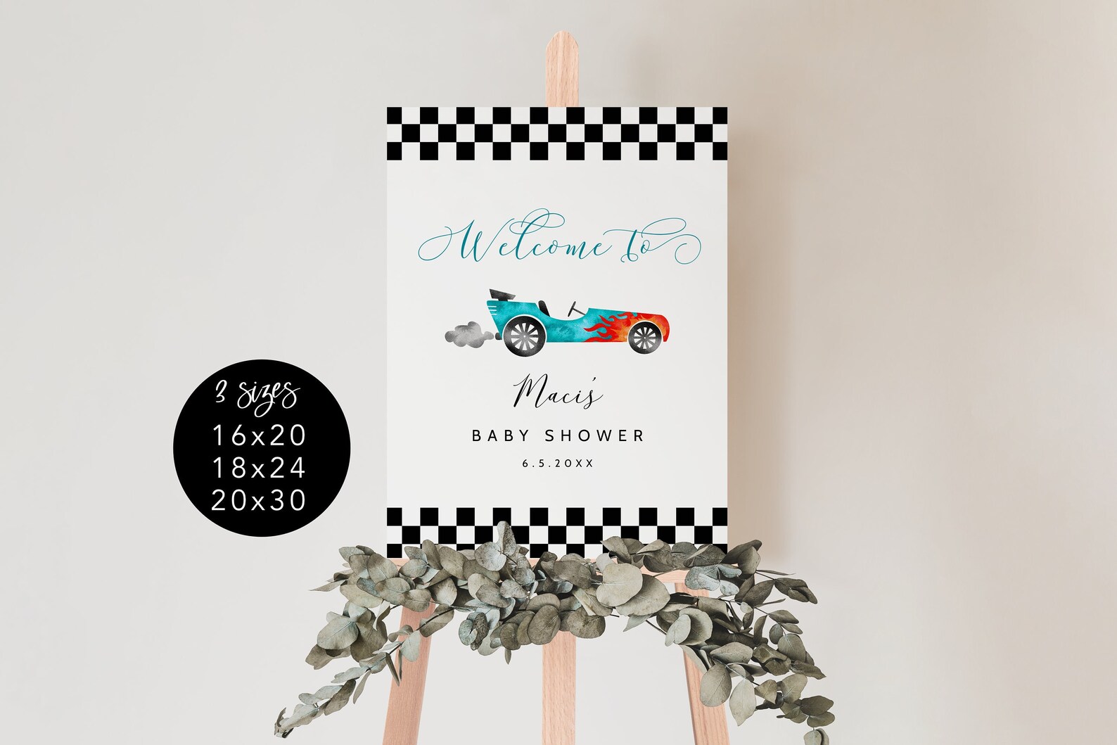 Race Car Baby Shower Welcome Sign Boy Baby Shower Party - Etsy