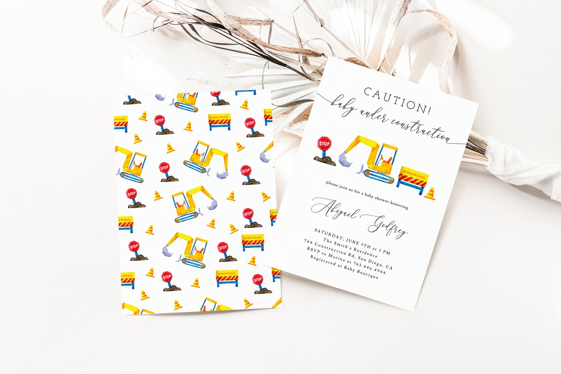 Construction Baby Shower Invitation | Baby Under Construction Invite ...
