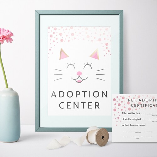 Adopt a Kitten Sign Certificate Kitty Adoption Sign - Etsy