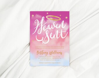 Heaven Sent Baby Shower Invitation | Etsy