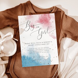 Gender Reveal Party Invitation | Pink or Blue Printable Invite | Boy or ...