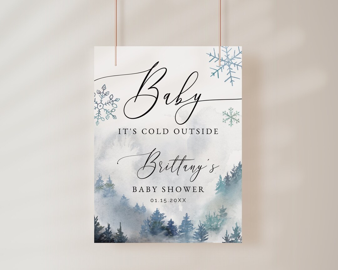 Baby It's Cold Outside Shower Welcome Sign | Instant Download | Blue ...