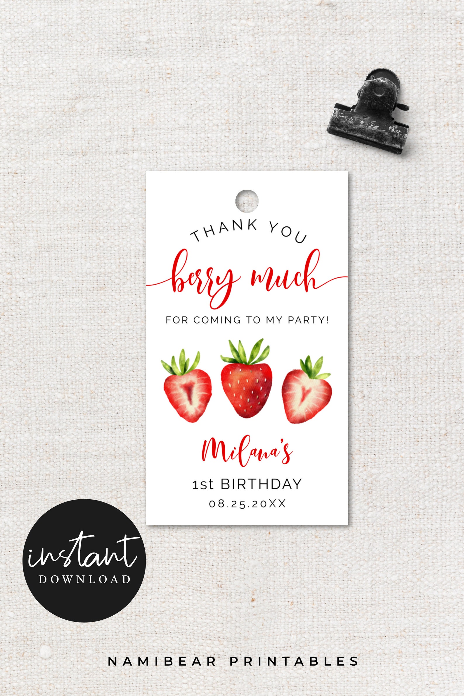 Strawberry Birthday Party Favor Tag Girl Sweet Birthday - Etsy