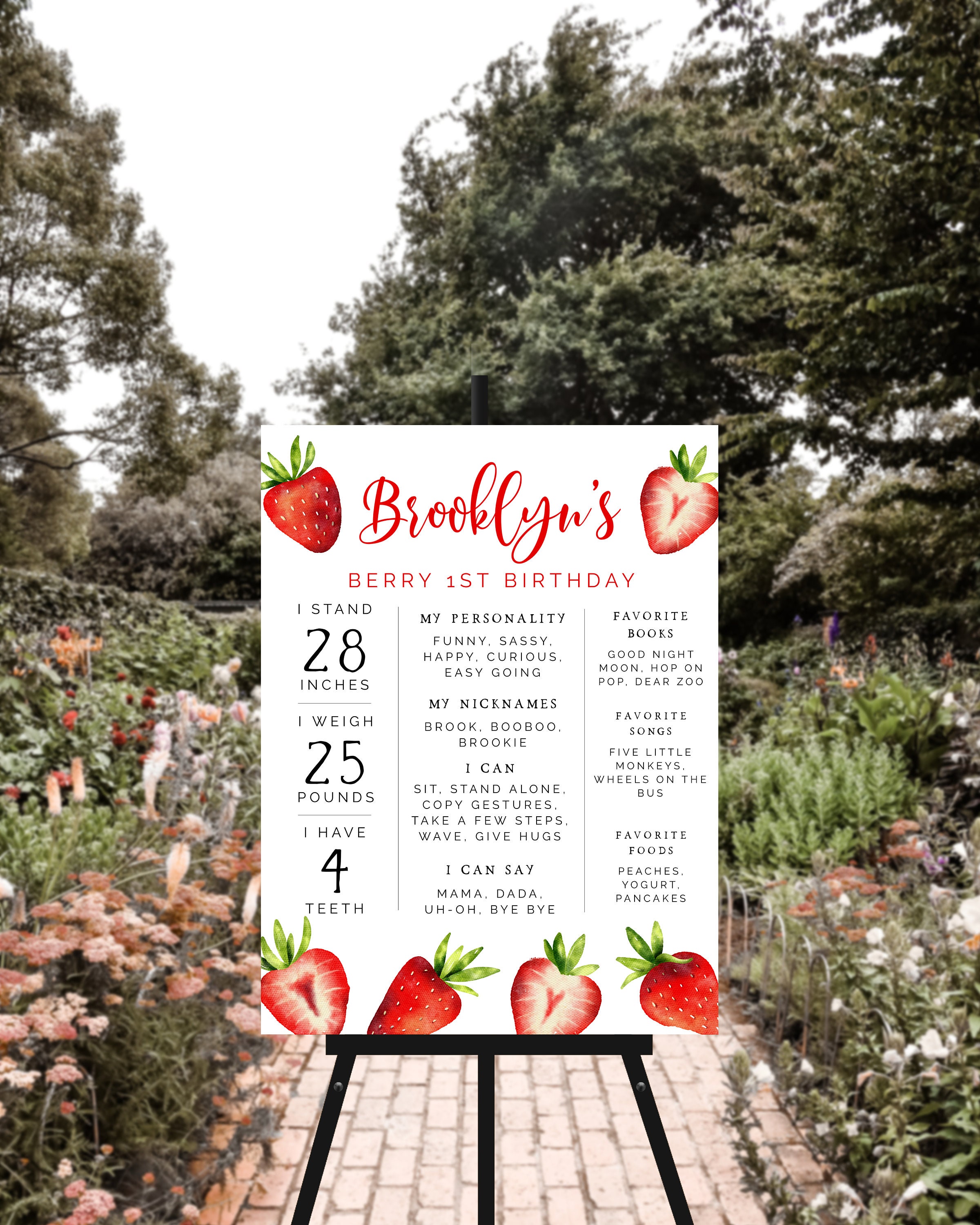 Strawberry Birthday Milestone Board Berry First Birthday - Etsy