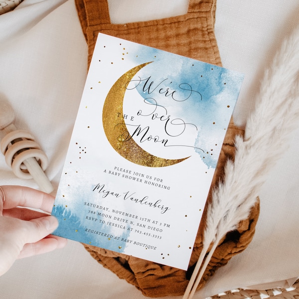Baby Shower Moon and Stars Invitation - Etsy