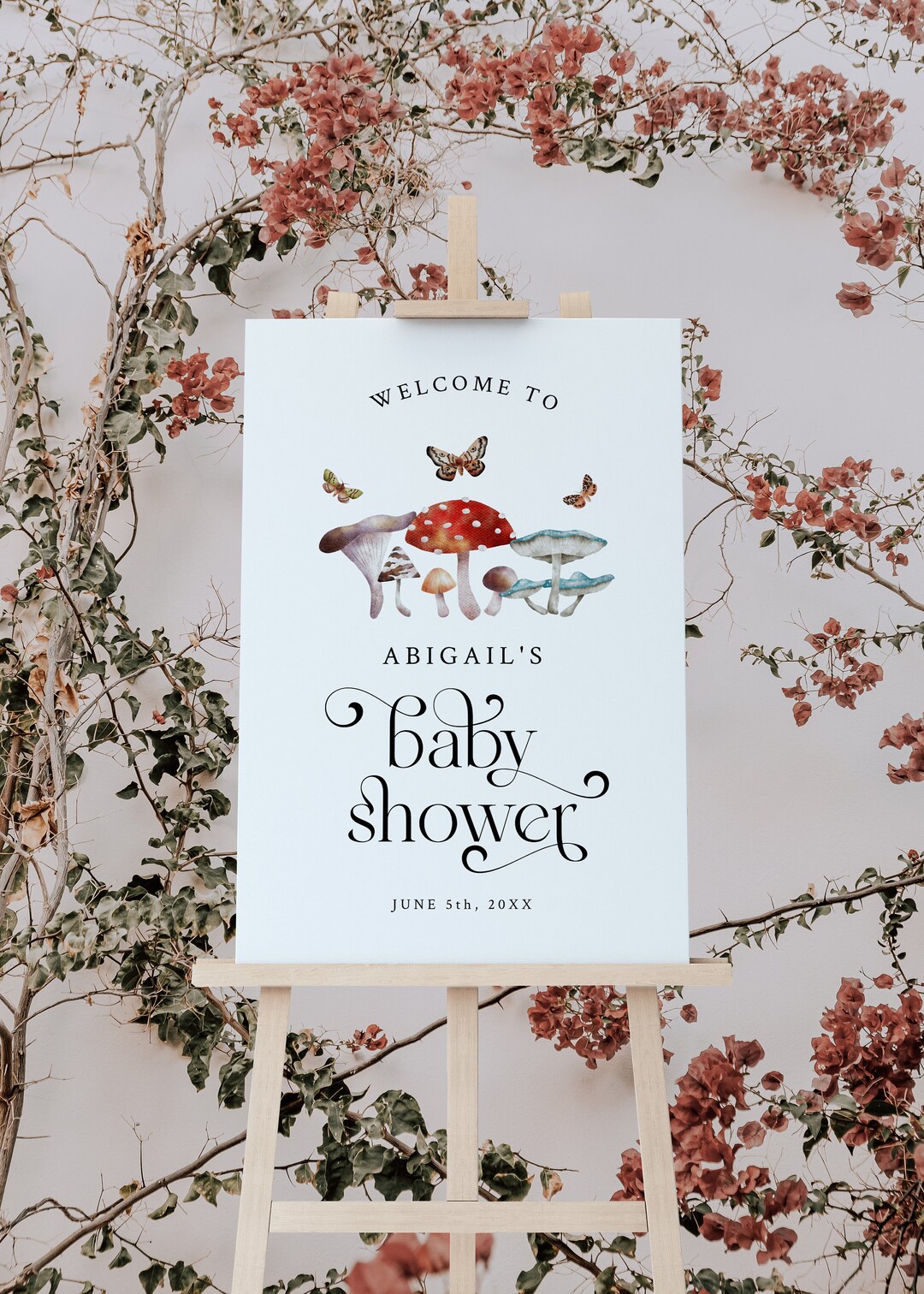 Mushroom Welcome Sign Mushroom Baby Shower Gender Neutral Editable ...
