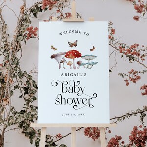 Mushroom Welcome Sign Mushroom Baby Shower Gender Neutral Editable ...