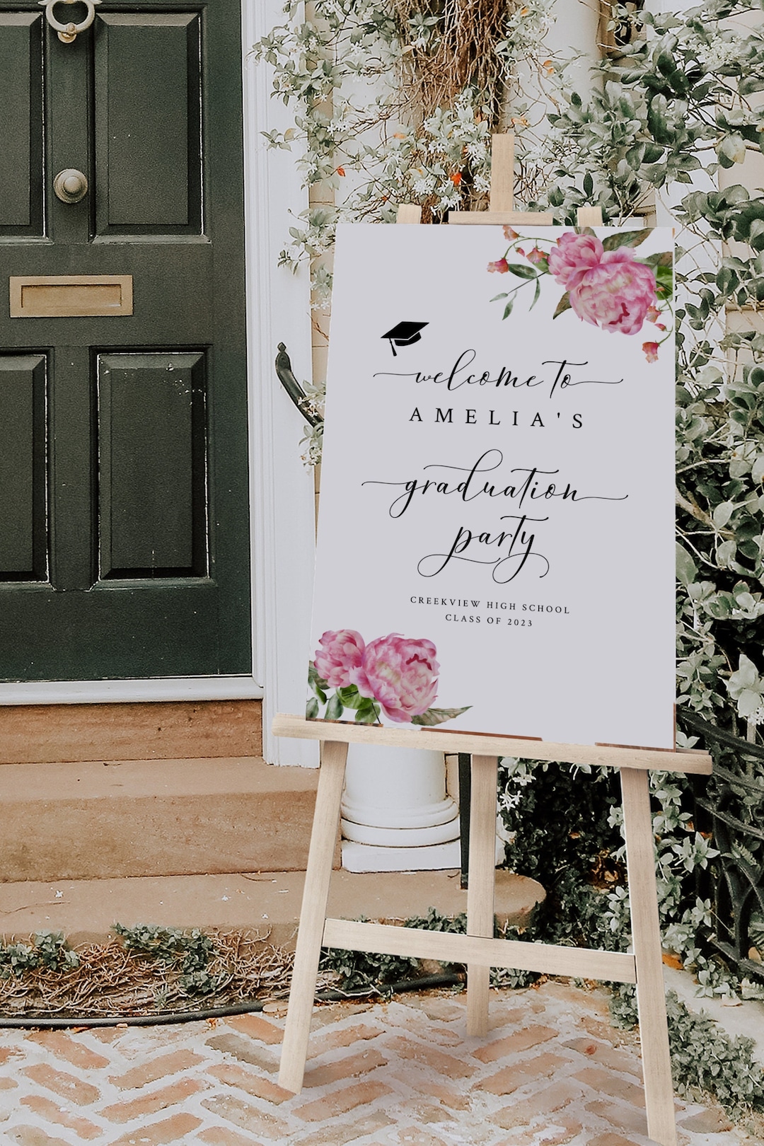 Graduation Party Welcome Sign | Grad Party Sign | Floral Sign | Pink ...