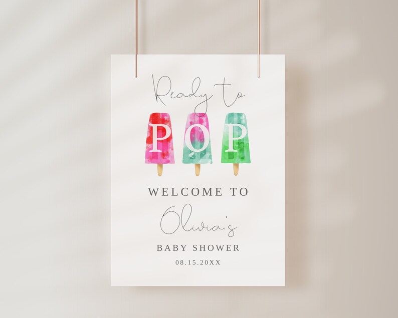 Popsicle Theme Baby Shower Welcome Sign | Instant Download | Editable ...
