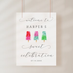 Popsicle Party Welcome Sign | Summer Birthday Party | Instant Download ...