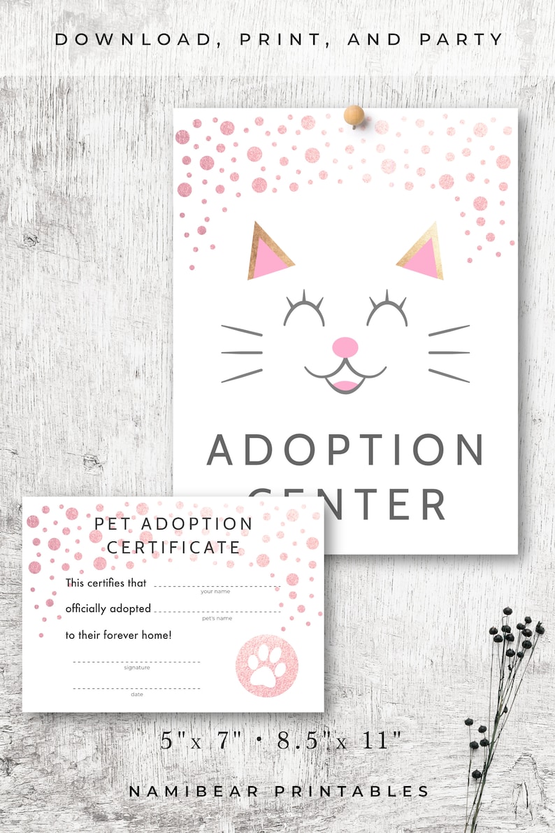 Kitty Cat Theme Birthday Party Adoption Center Sign & - Etsy