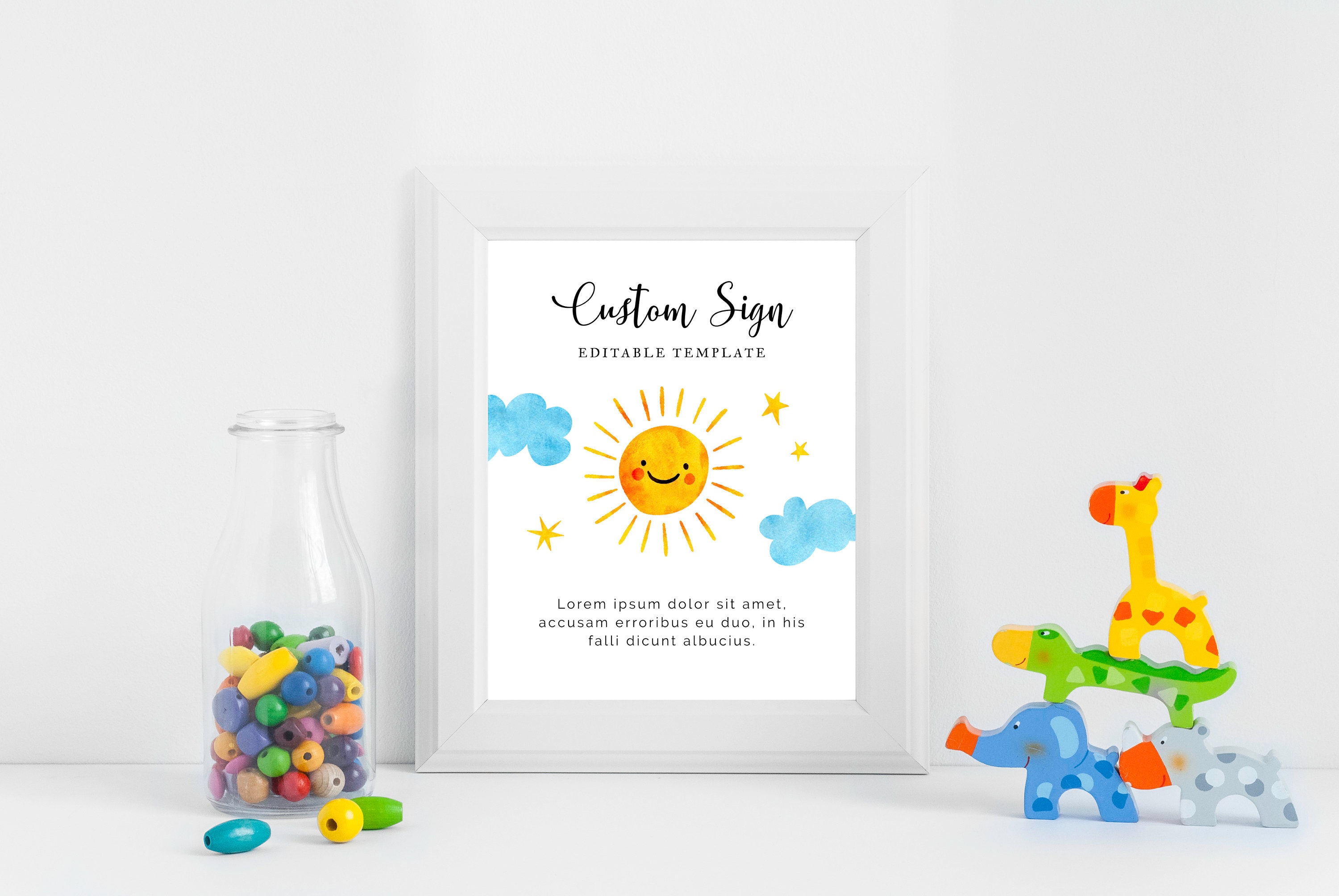 Sun Custom Sign | Sunshine Baby Shower | Instant Download | Editable ...