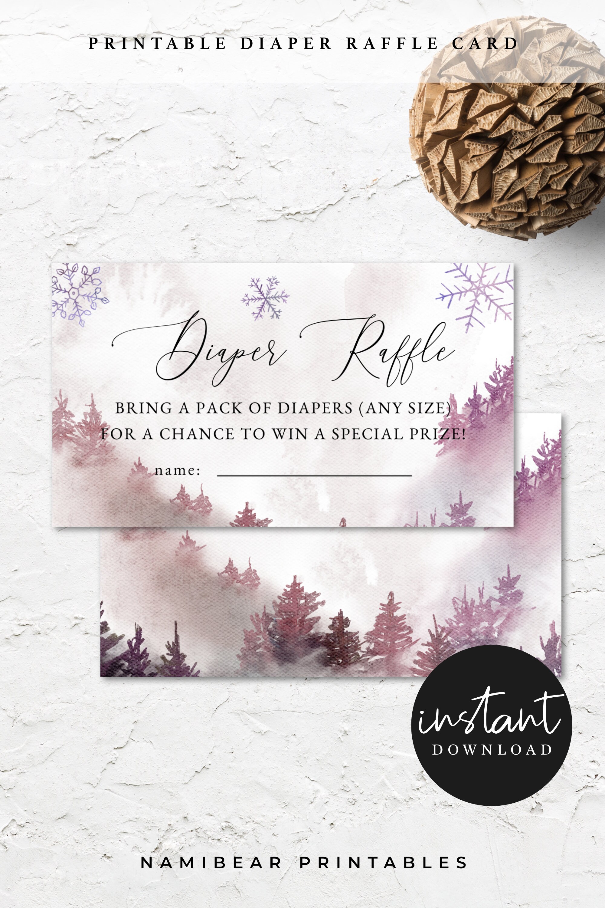 Winter Girl Baby Shower Diaper Raffle Ticket Baby It's - Etsy