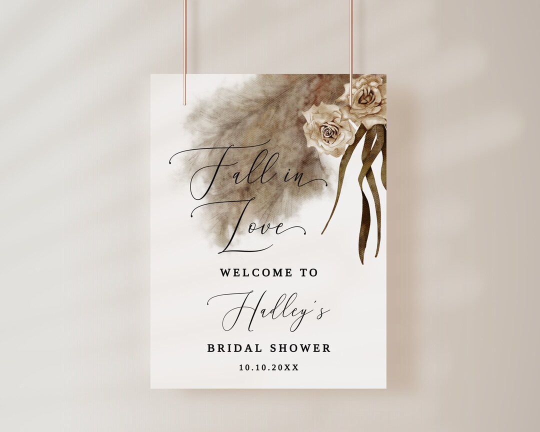 Fall in Love Welcome Sign | Boho Bridal Shower Sign | Autumn Bridal ...
