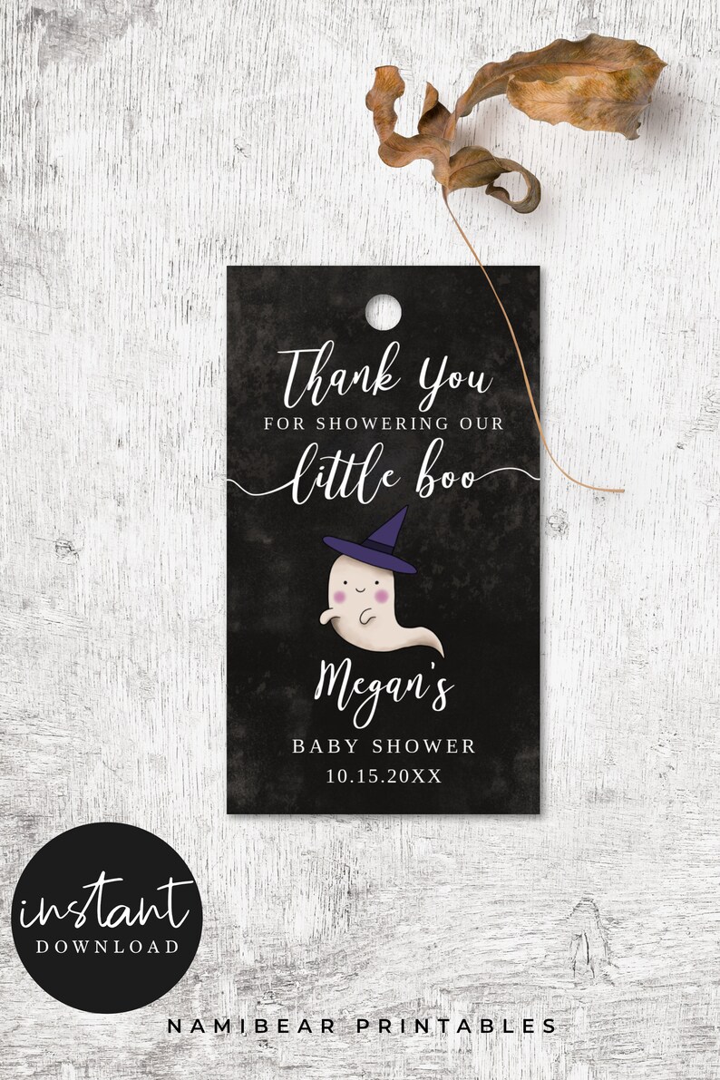 Printable Little Boo Theme Baby Shower Favor Tag Instant - Etsy