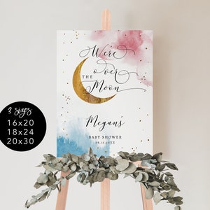 Over the Moon Welcome Sign | Twins Baby Shower | Pink and Blue ...