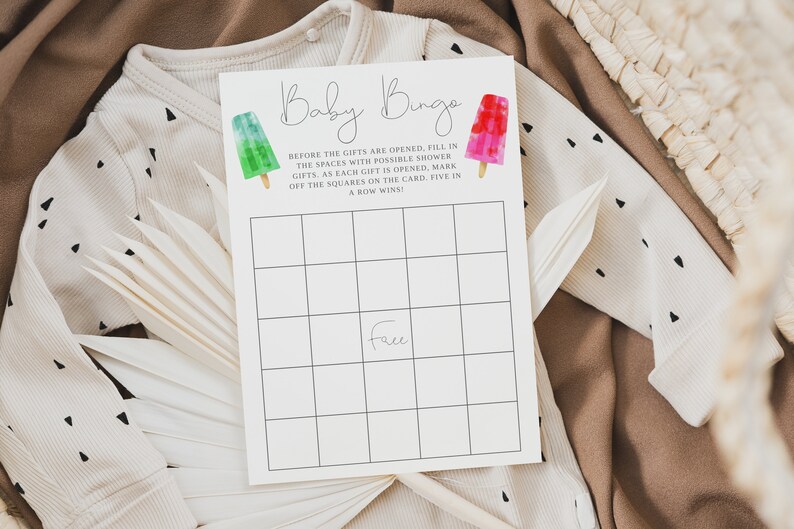 Popsicle Baby Shower Bingo Game Instant Download Gender - Etsy