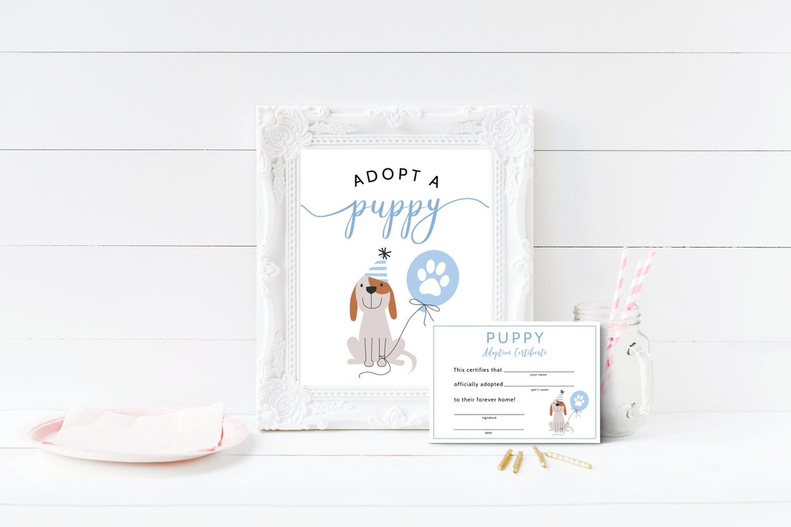 Adoption Center Sign & Certificate Puppy Adoption Party - Etsy