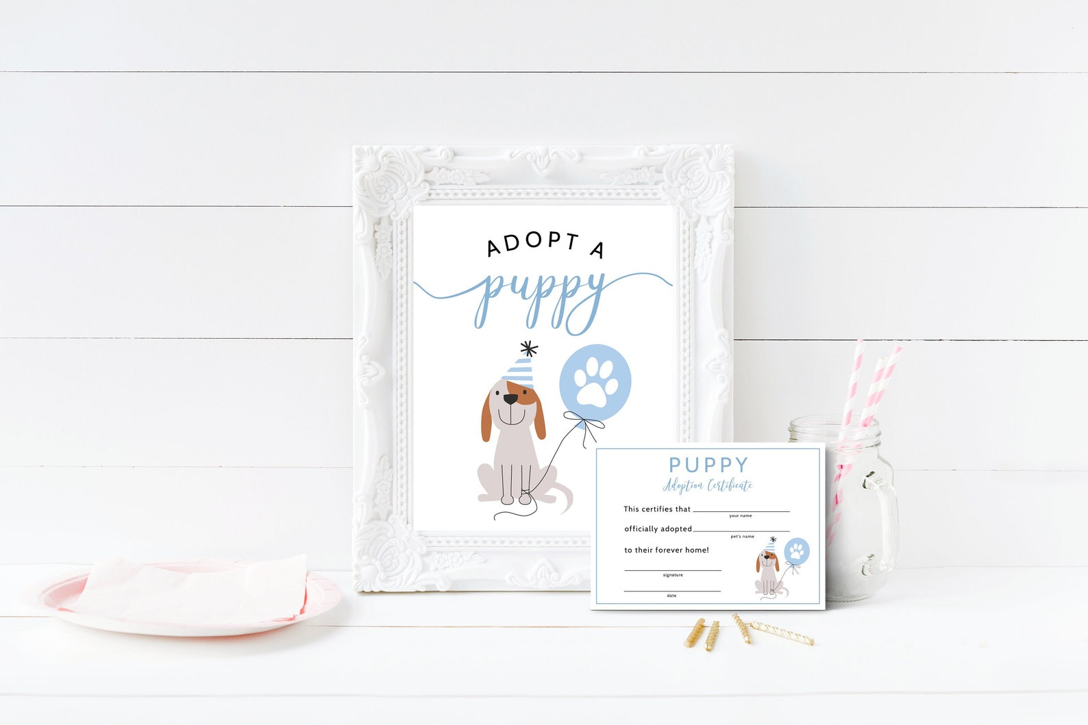 Adoption Center Sign & Certificate Puppy Adoption Party - Etsy
