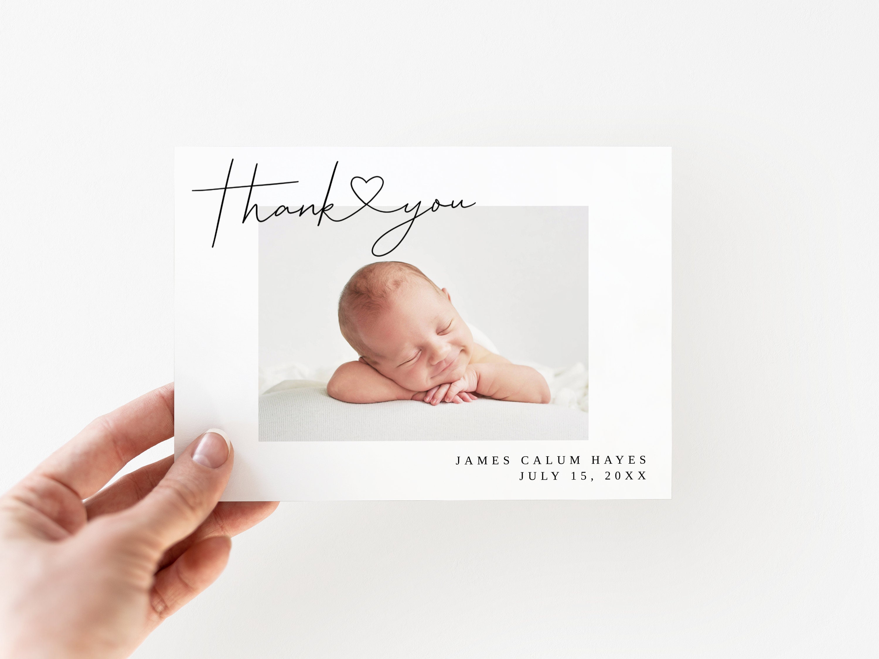 Thank You Birth Announcement Card Modern Printable - Etsy