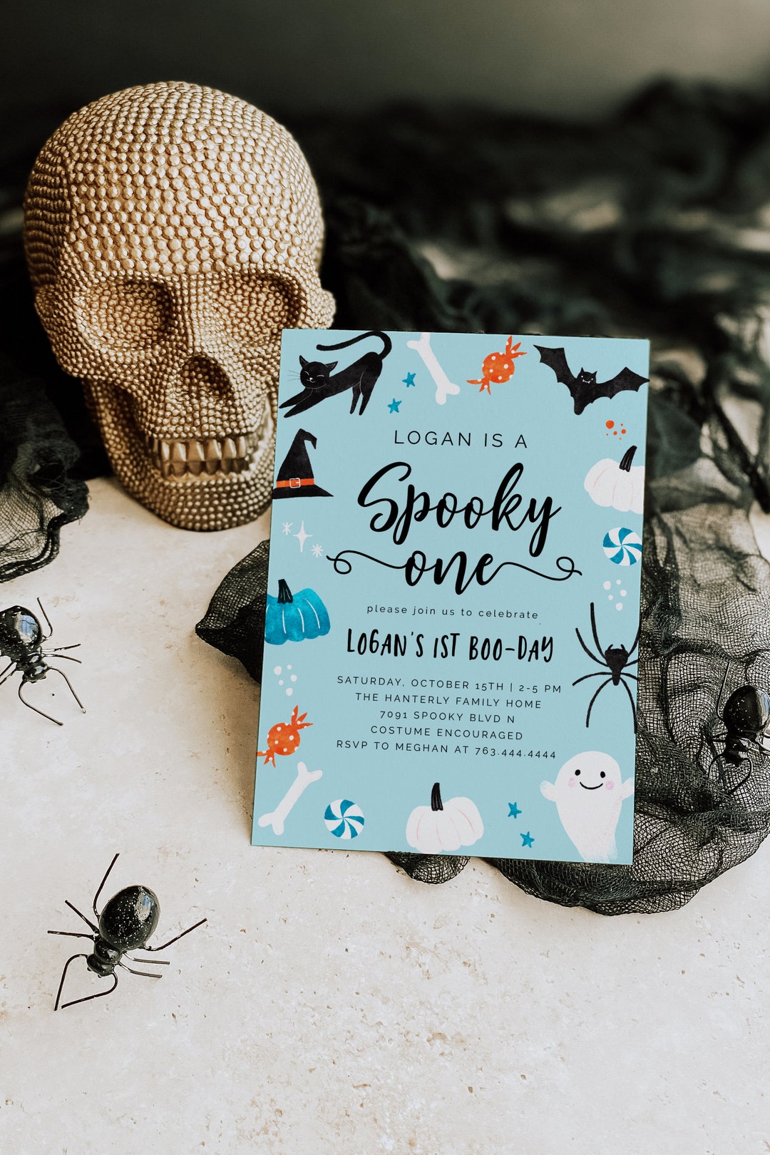 Halloween Birthday Invitation Spooky One Invite Halloween Party Boy 1st ...