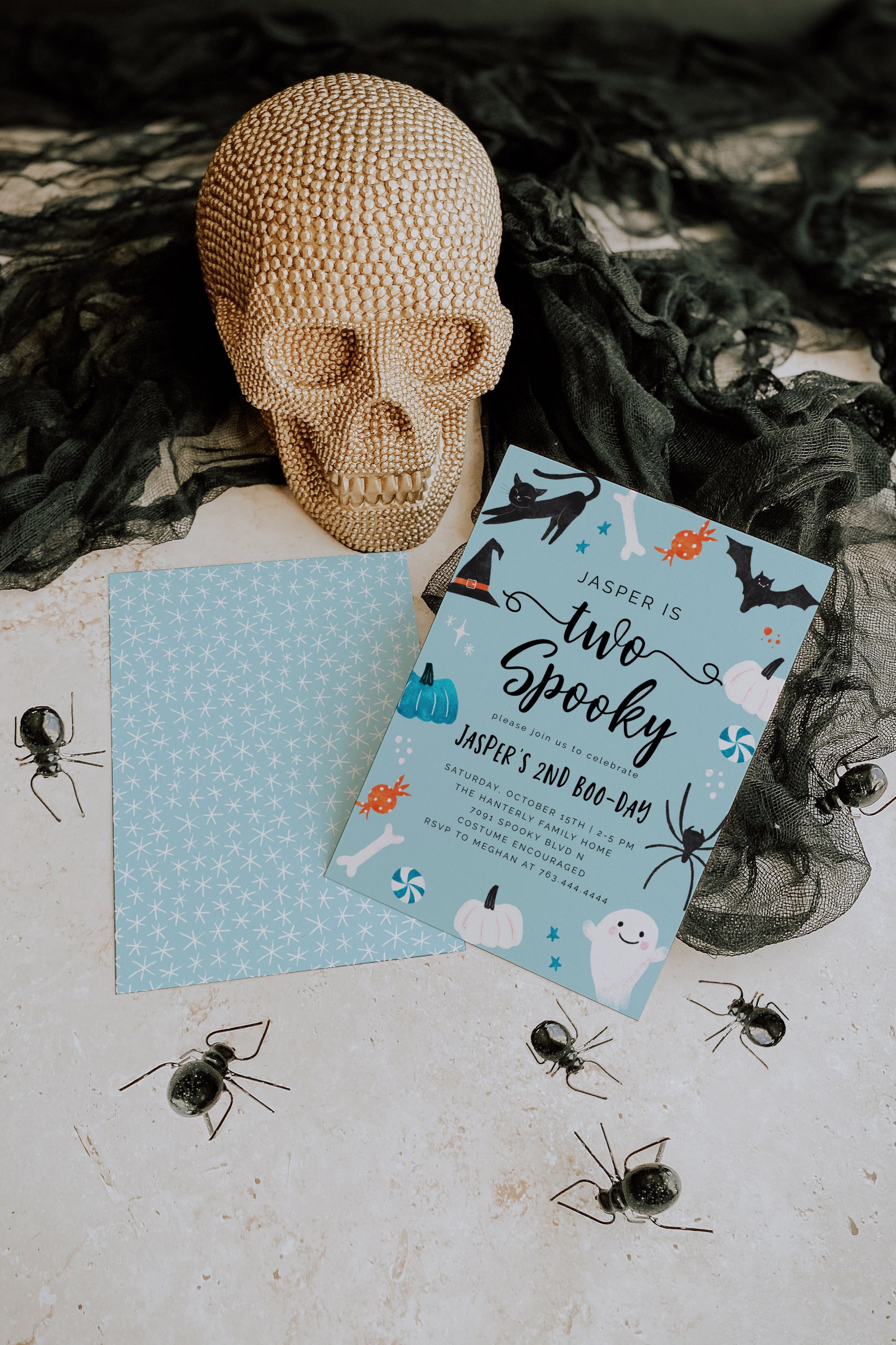 Halloween Birthday Invitation Two Spooky Invite Halloween Party Boy 2nd ...