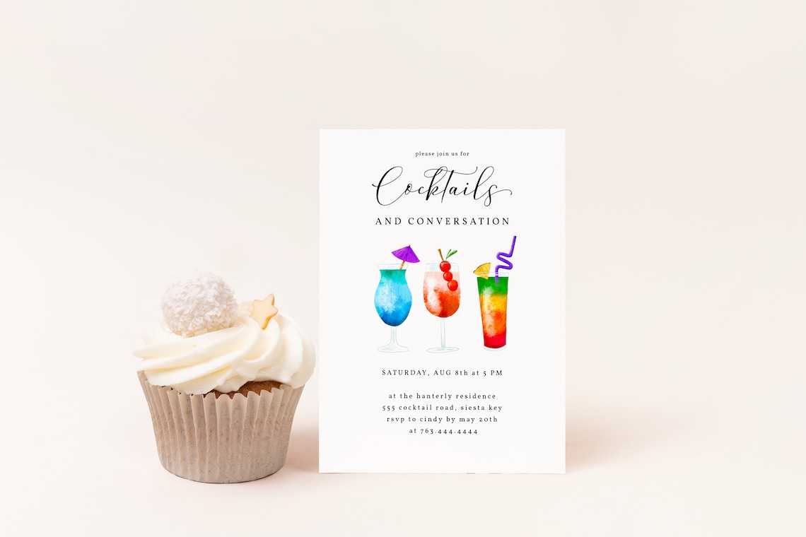 Cocktails and Conversation Invitation Cocktail Party Invite - Etsy