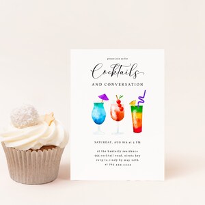 Cocktails and Conversation Invitation | Cocktail Party Invite | Summer ...